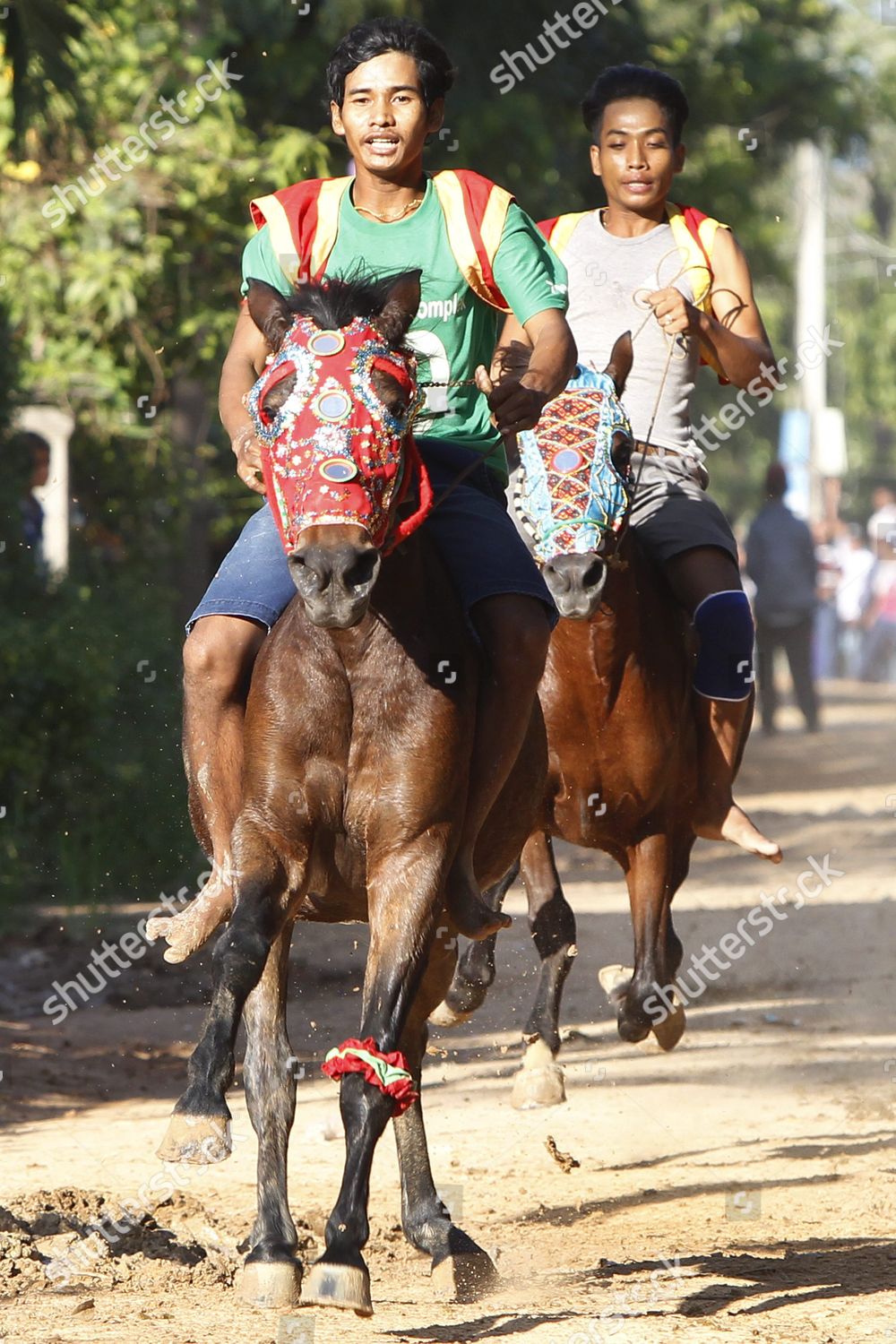 Cambodian Men Ride Their Horses During Editorial Stock Photo - Stock ...