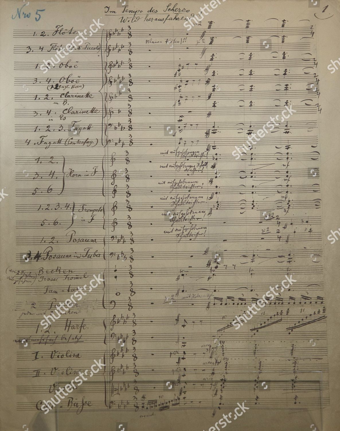 Signed Manuscript By Gustav Mahler His Editorial Stock Photo - Stock ...