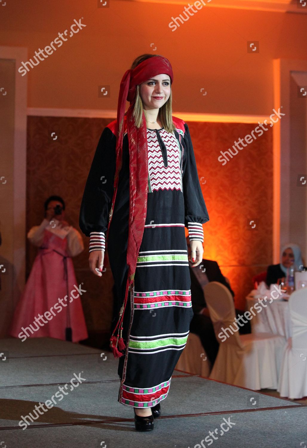 Jordanian Model Display Jordanian Traditional Costume Editorial Stock ...