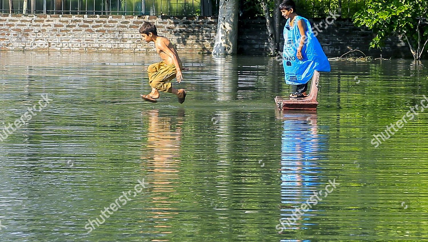 Pakistani Boys Play Garden Submerged Rain Editorial Stock Photo - Stock ...