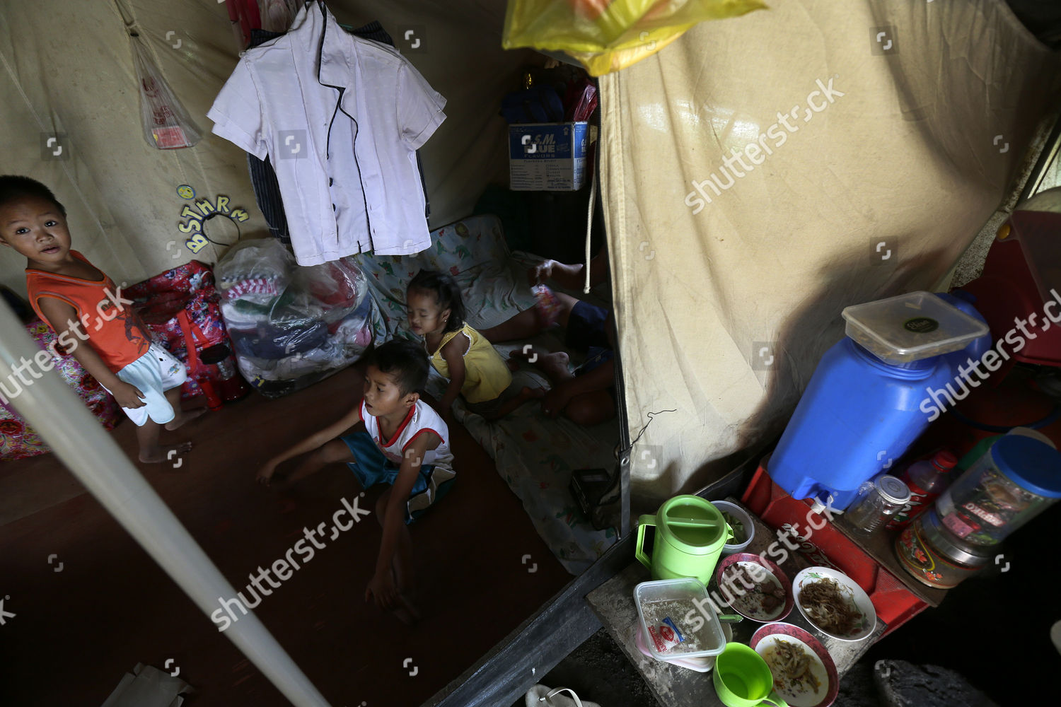 Filipino Typhoon Survivors Inside Tent Tent Editorial Stock Photo ...