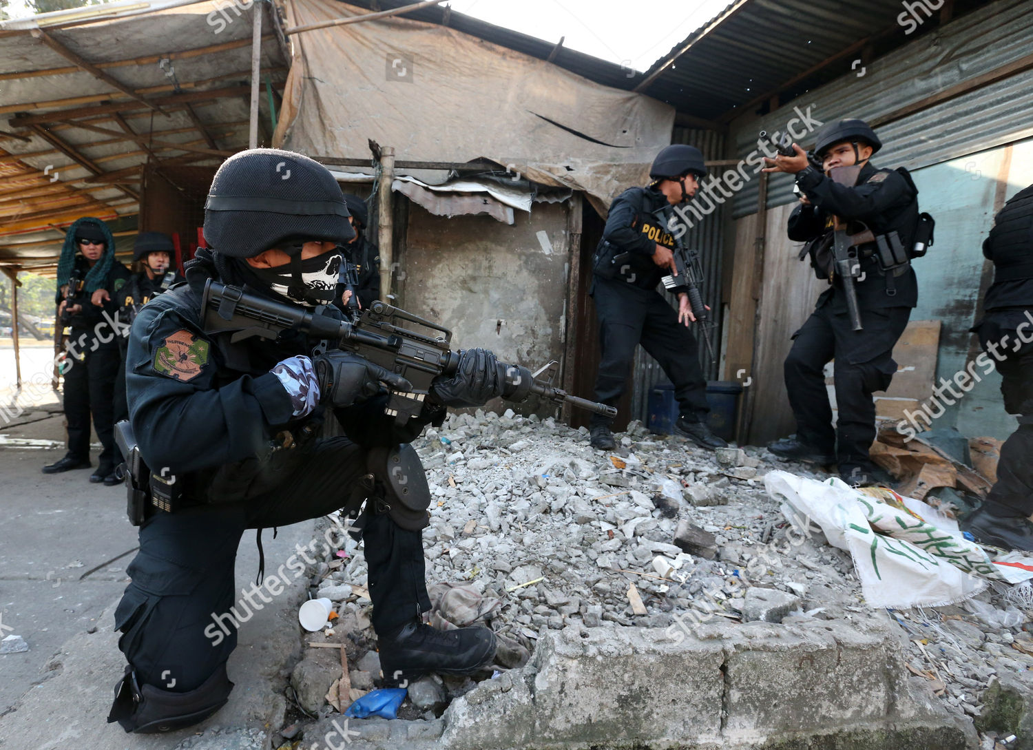 Filipino Policemen Special Weapons Tactics Swat Editorial Stock Photo ...