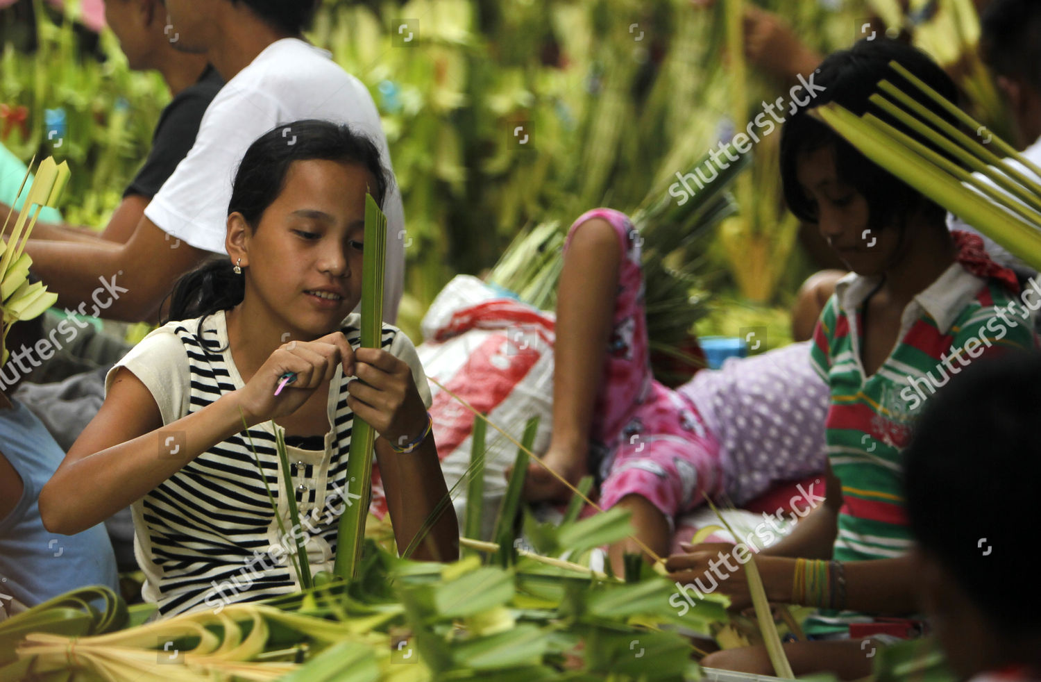 Filipino Vendors Make Decorative Palm Fronds Editorial Stock Photo ...