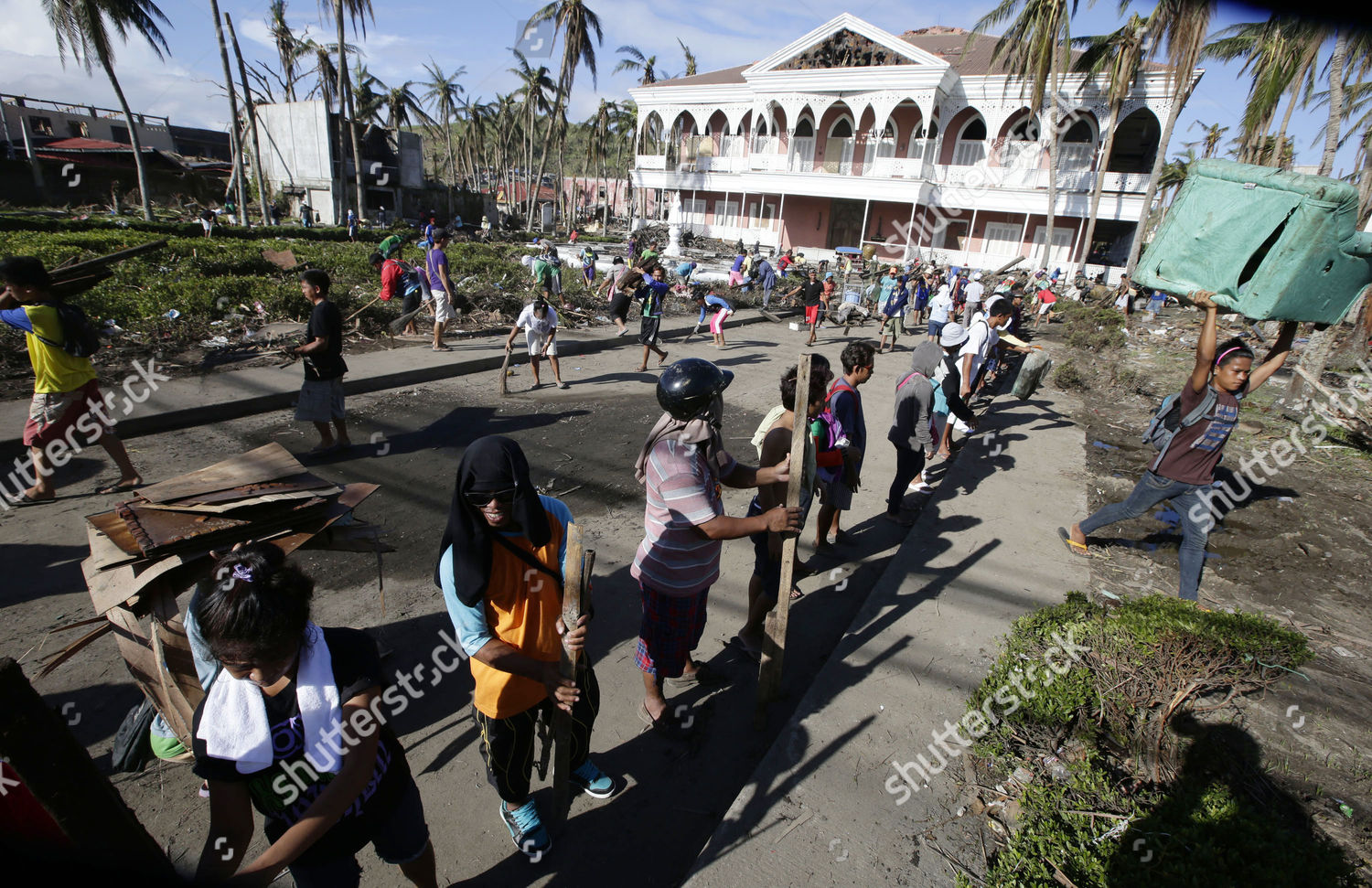 Filipino Typhoon Victims Clean Debris Sto Editorial Stock Photo - Stock ...