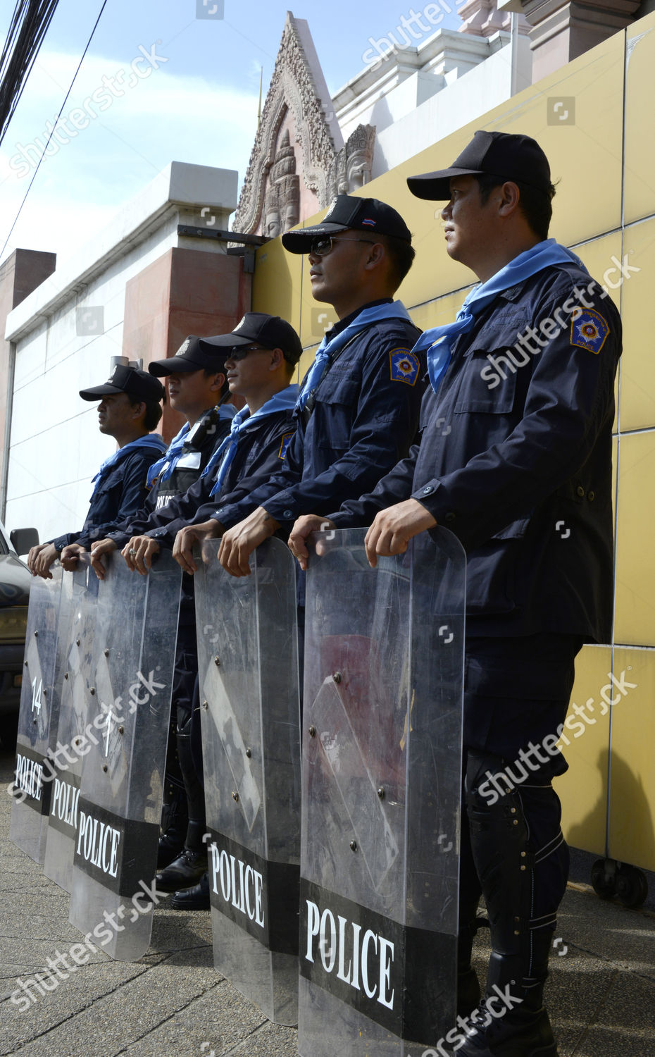 Thai Riot Police Stand Guard Front Editorial Stock Photo - Stock Image ...