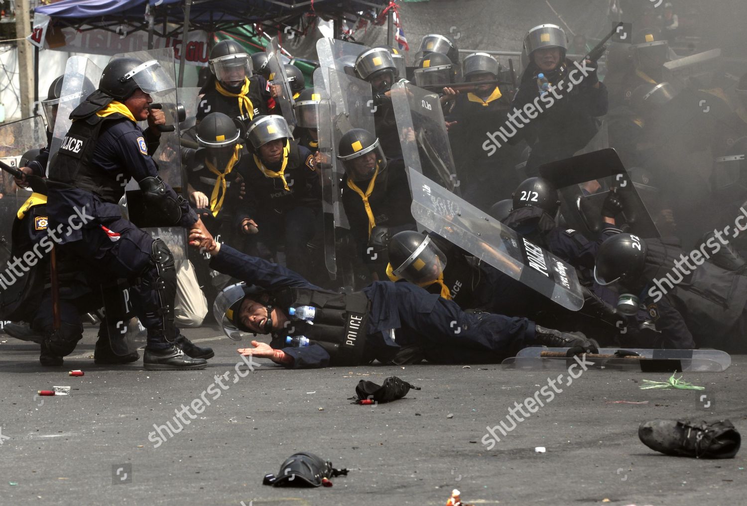 Injured Thai Riot Police Officer Cb Editorial Stock Photo - Stock Image ...
