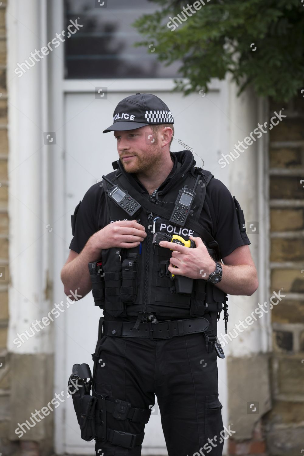 Armed Police Officer Stands Near Scene Editorial Stock Photo - Stock ...
