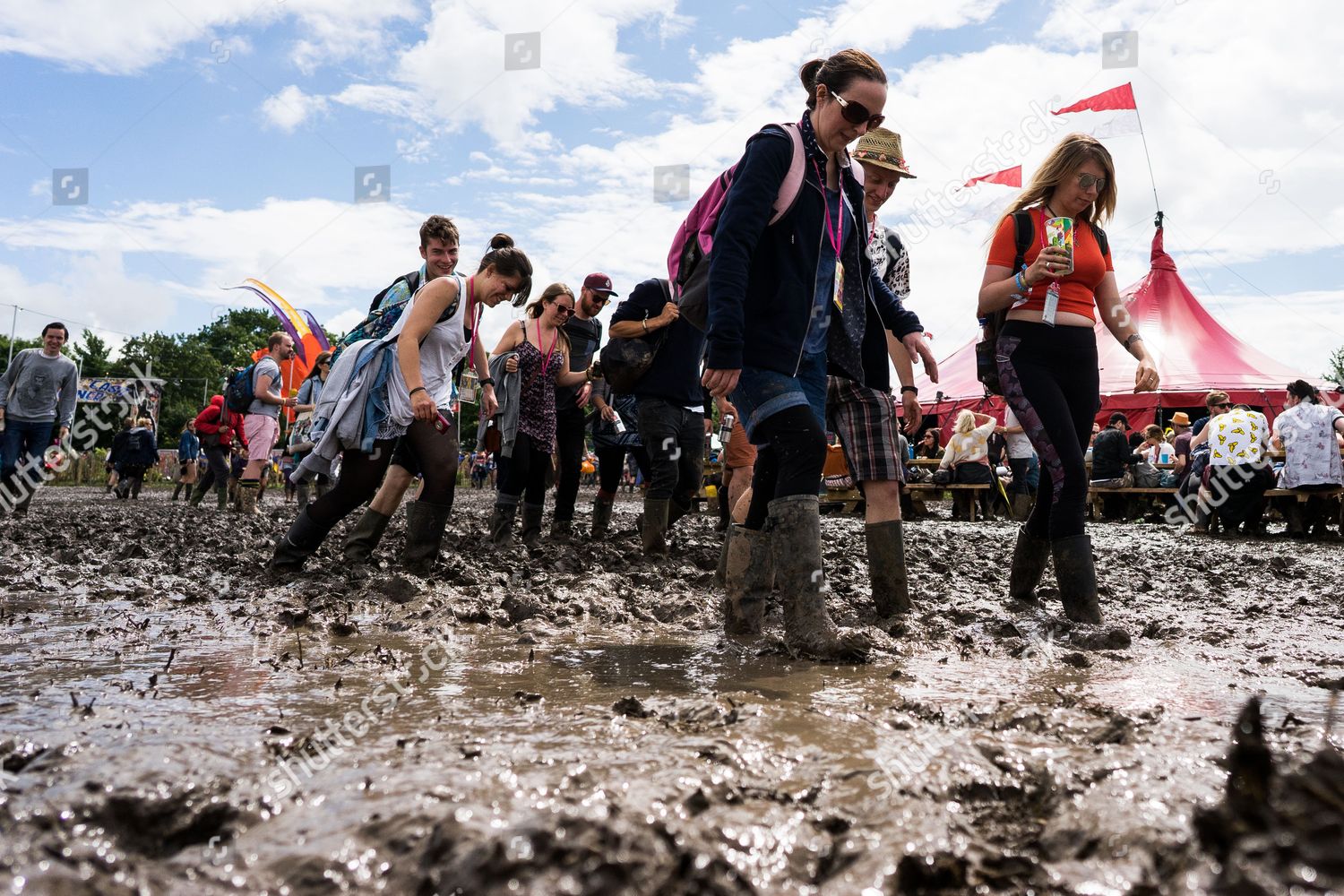 Festivalgoers Walk Through Mud During Glastonbury Editorial Stock Photo ...