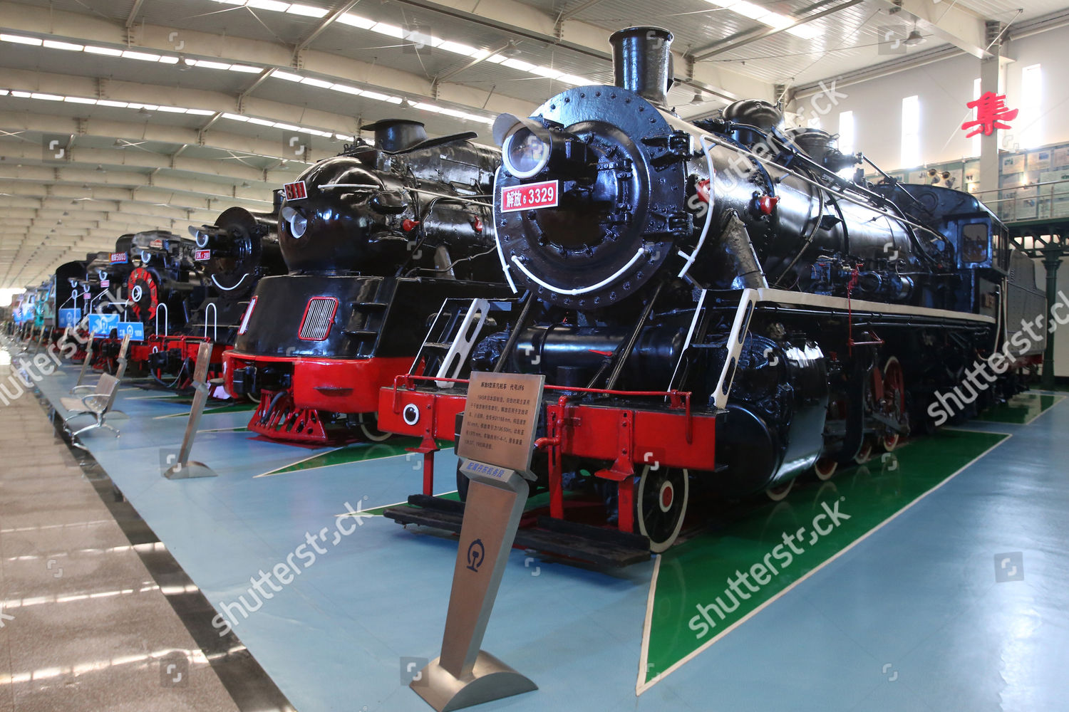 Steam Locomotives Lined On Display Steam Editorial Stock Photo - Stock ...