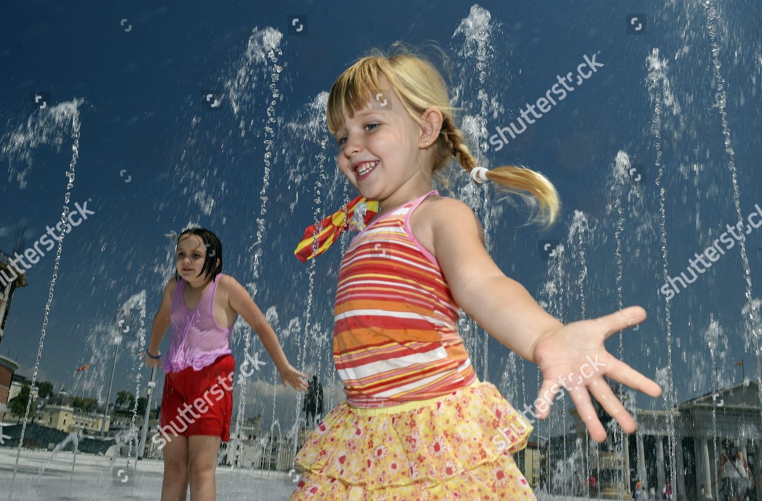 Macedonian Children Enjoy Newly Opened Fountain Editorial Stock Photo ...