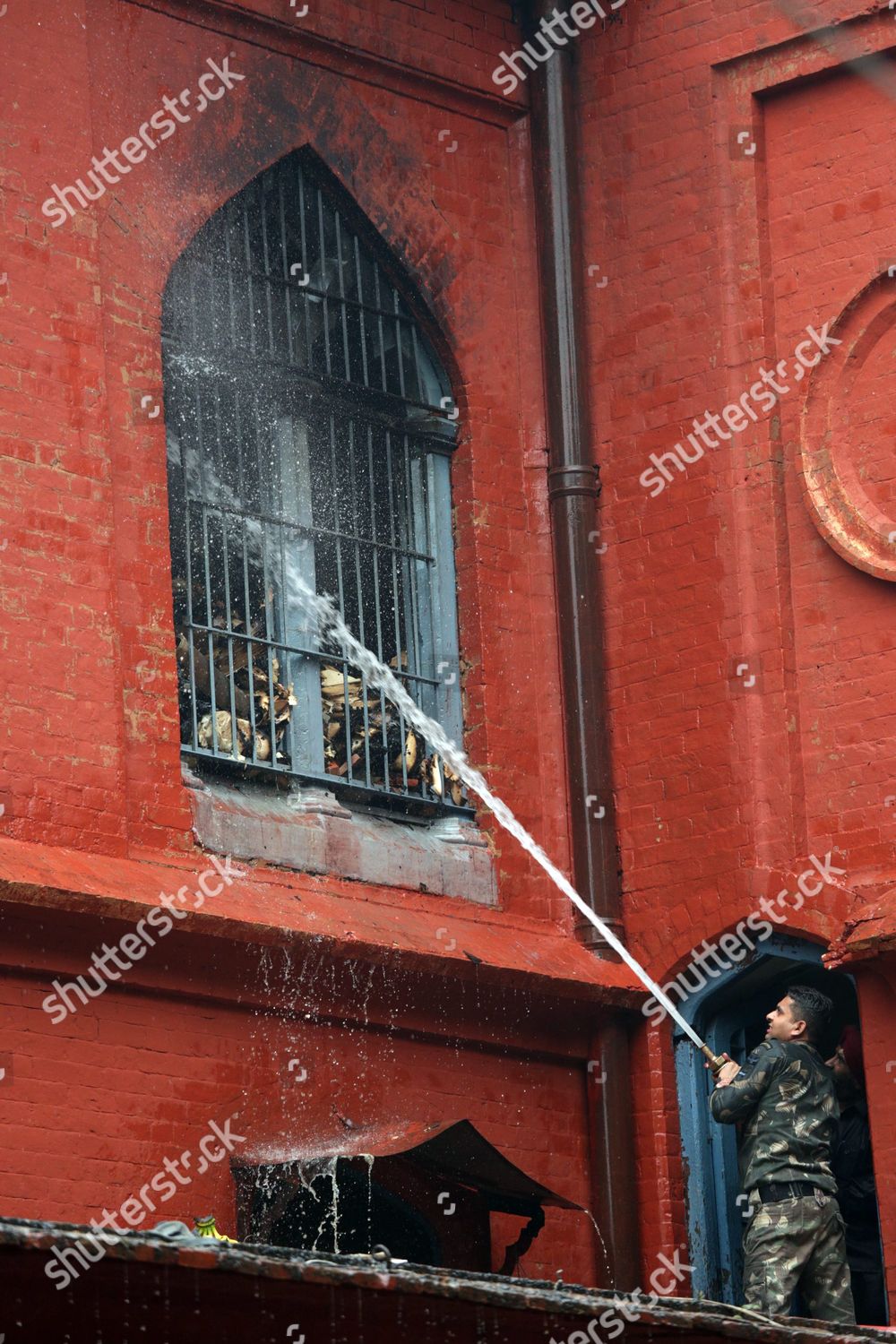 Firefighter Indian Army Tries Douse Flames Editorial Stock Photo ...