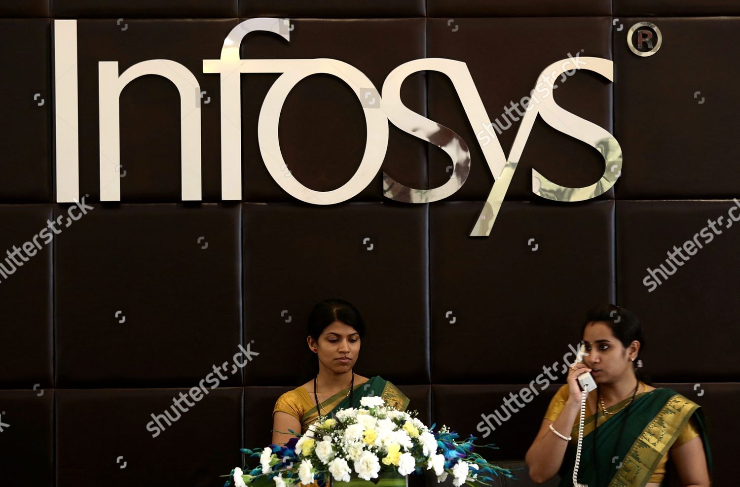 INDIAN WOMEN STAND FRONT INFOSYS LOGO Editorial Stock Photo - Stock ...