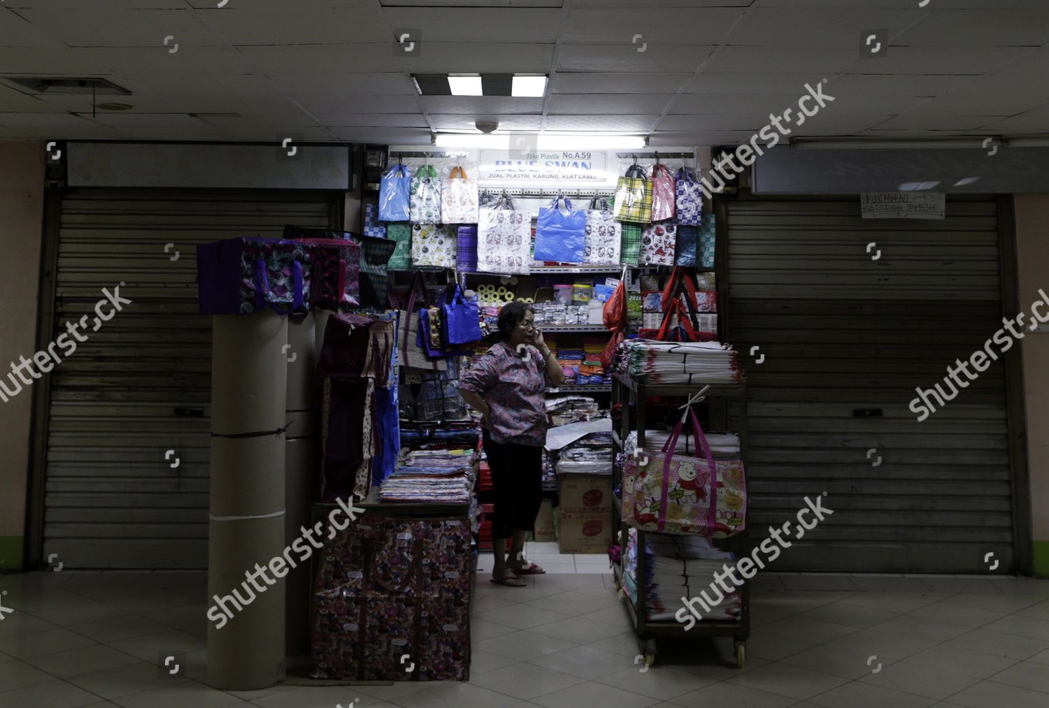 Indonesian Vendor Makes Phone Call Front Editorial Stock Photo - Stock ...
