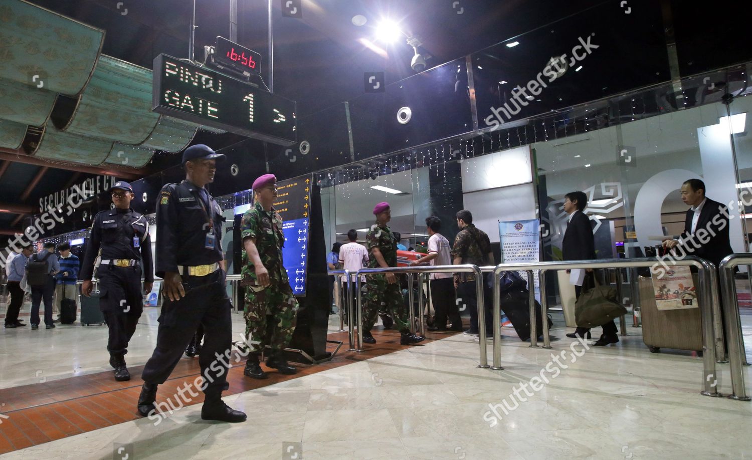 Indonesian Security Personnel Patrols Inside Sukarno Editorial Stock ...