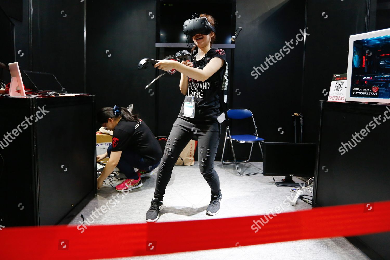 Msi Gaming Employee Demonstrates Companys Vr Editorial Stock Photo ...
