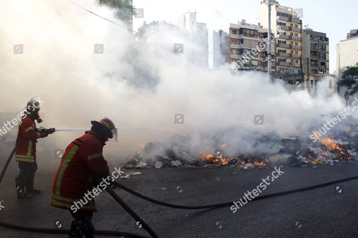 Members Lebanese Fire Services Attempt Put Editorial Stock Photo ...