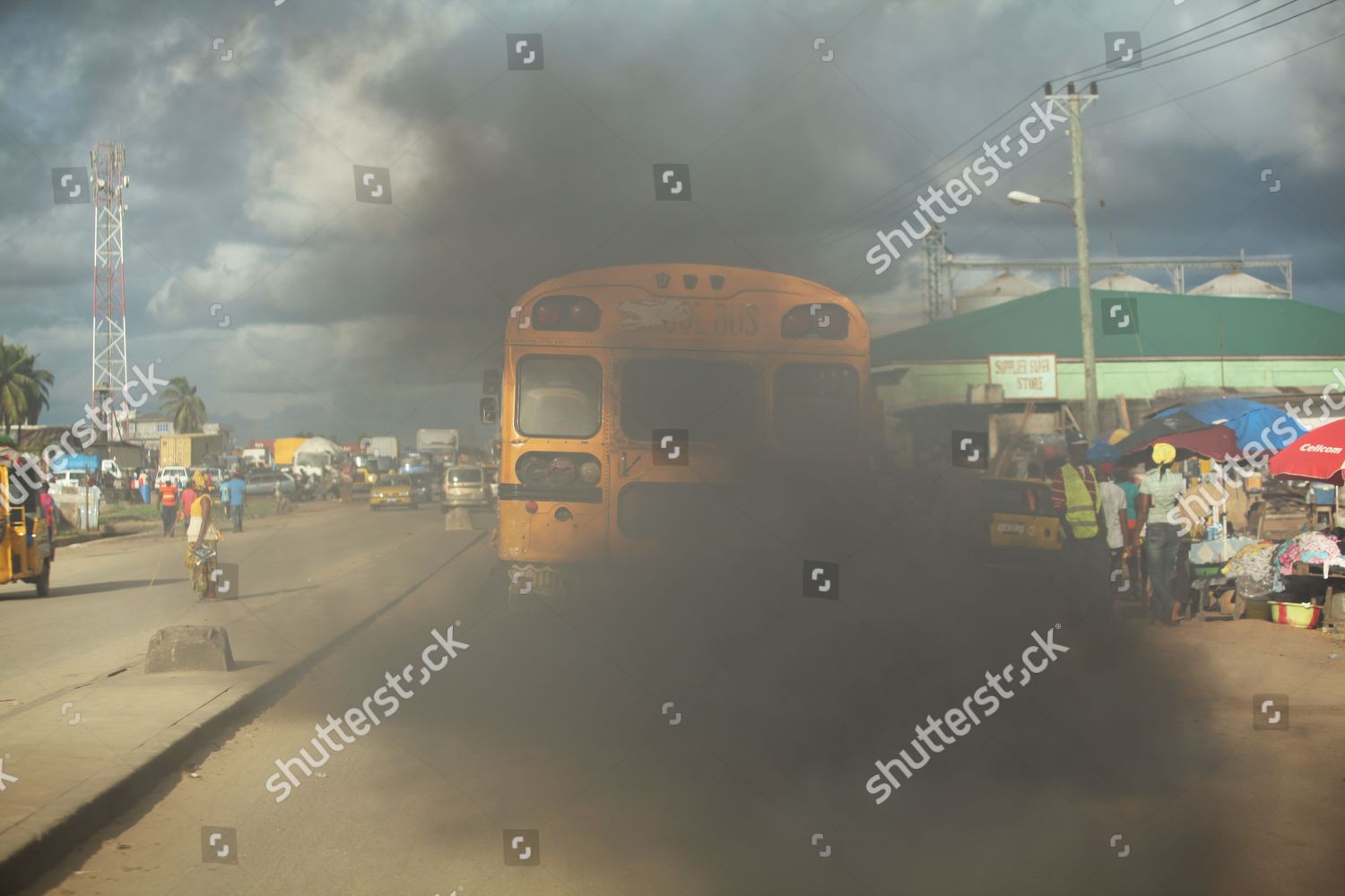 Smoke Diesel Emissions Emitted By Bus Editorial Stock Photo - Stock ...