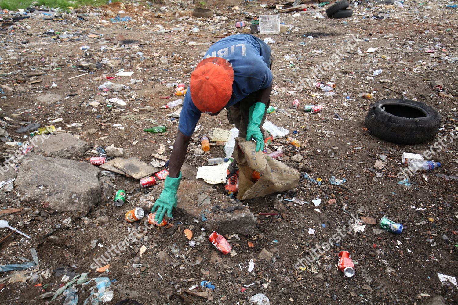 Liberian Man Picks Empty Cans Public Editorial Stock Photo - Stock ...