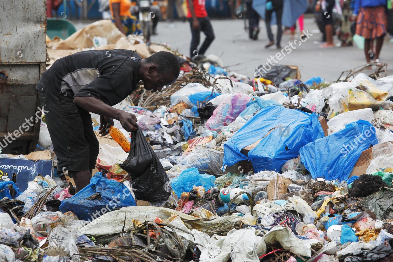 Liberian Man Pick Waste Garbage Disposal Editorial Stock Photo - Stock ...