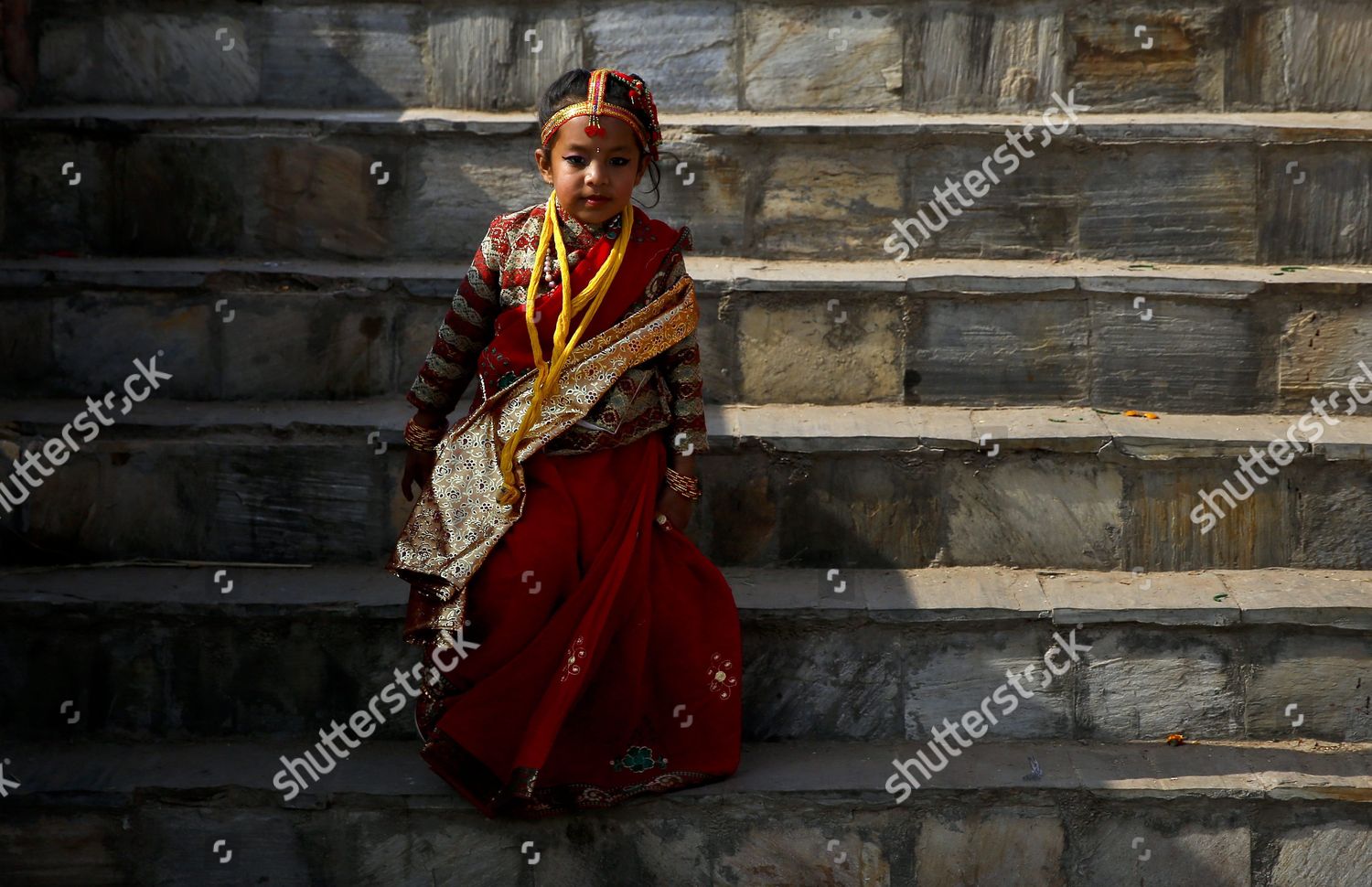 Nepalese Girl Newari Community Dressed Bride Editorial Stock Photo ...