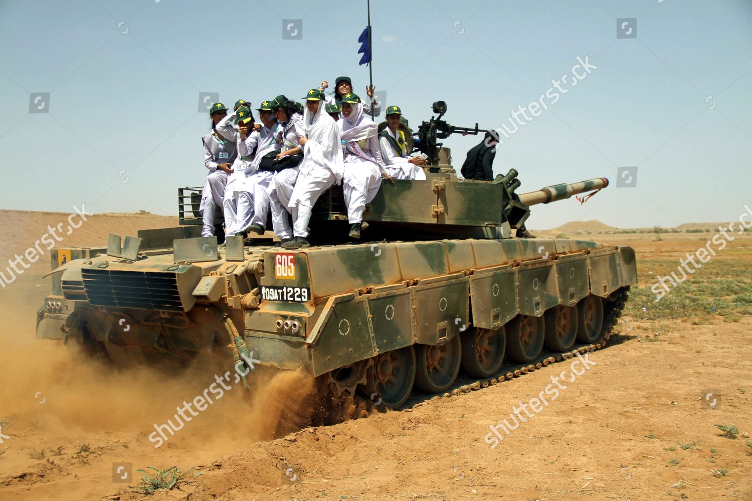 Pakistani School Children Ride Tank During Editorial Stock Photo ...