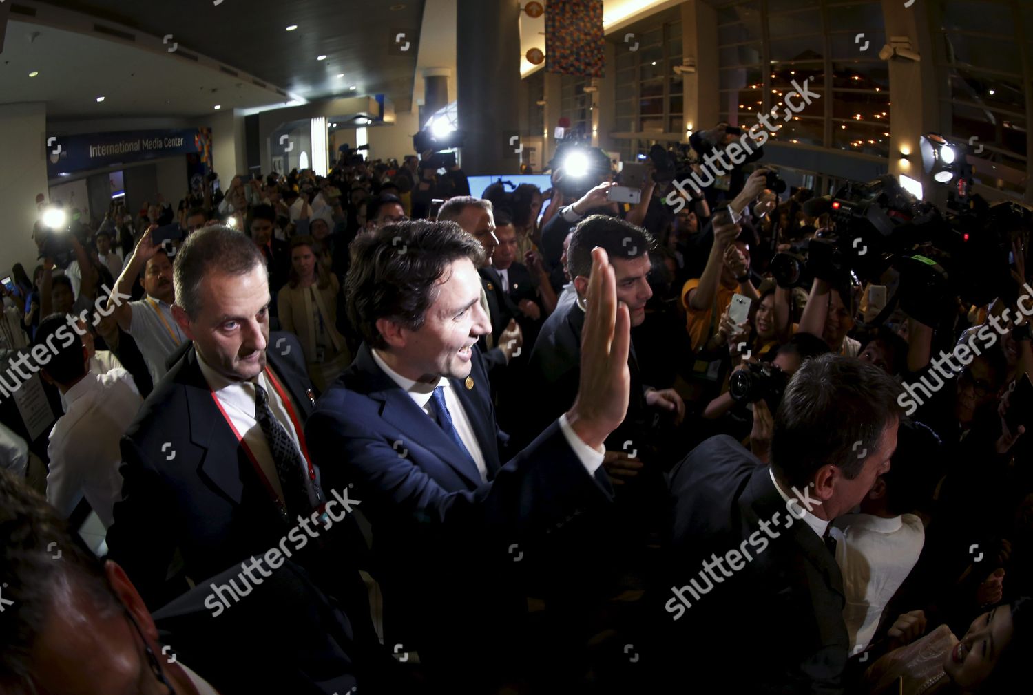 Canadian Prime Minister Justin Trudeau Waves Editorial Stock Photo ...
