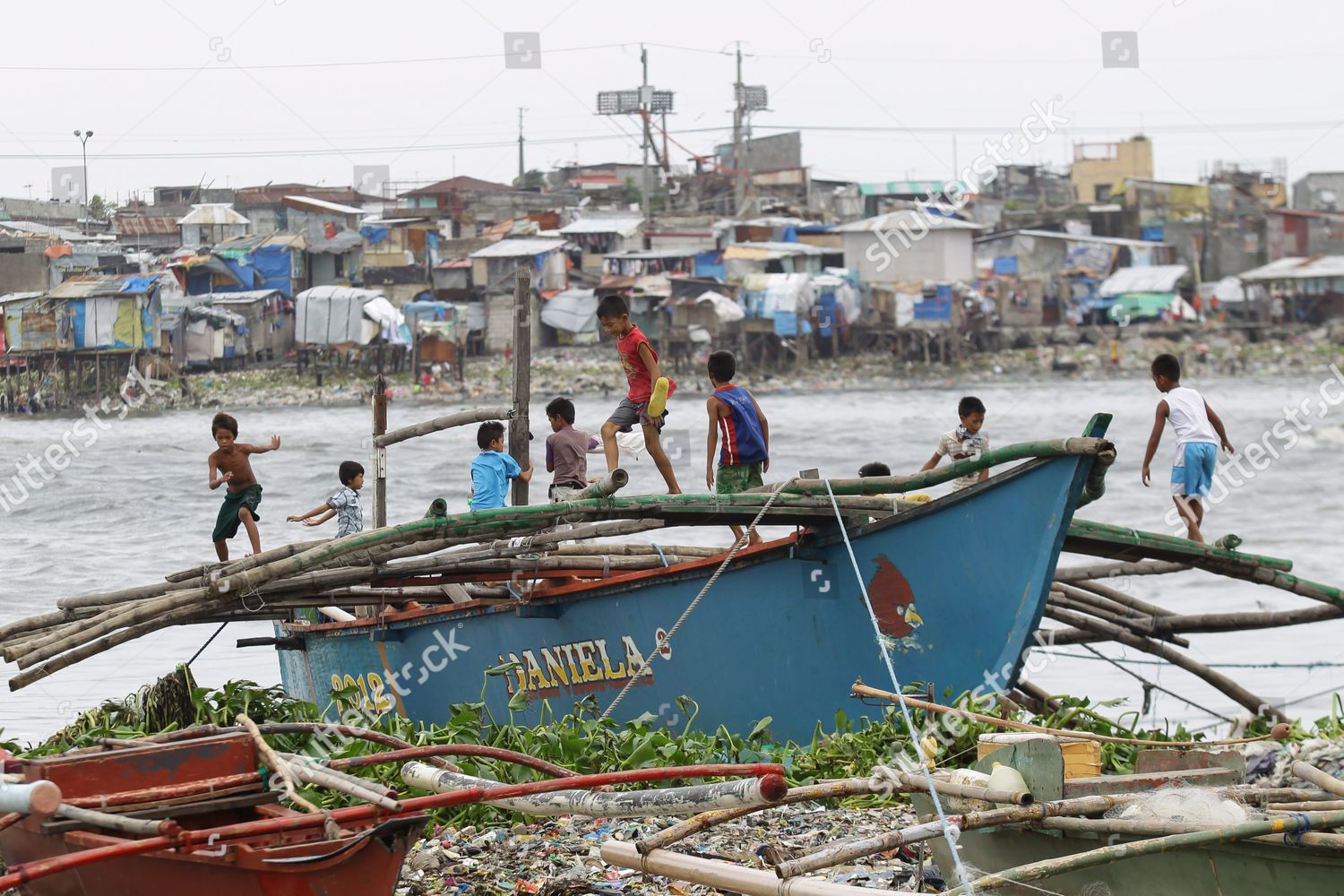 Filipino Children Play On Fishing Boat Editorial Stock Photo - Stock ...
