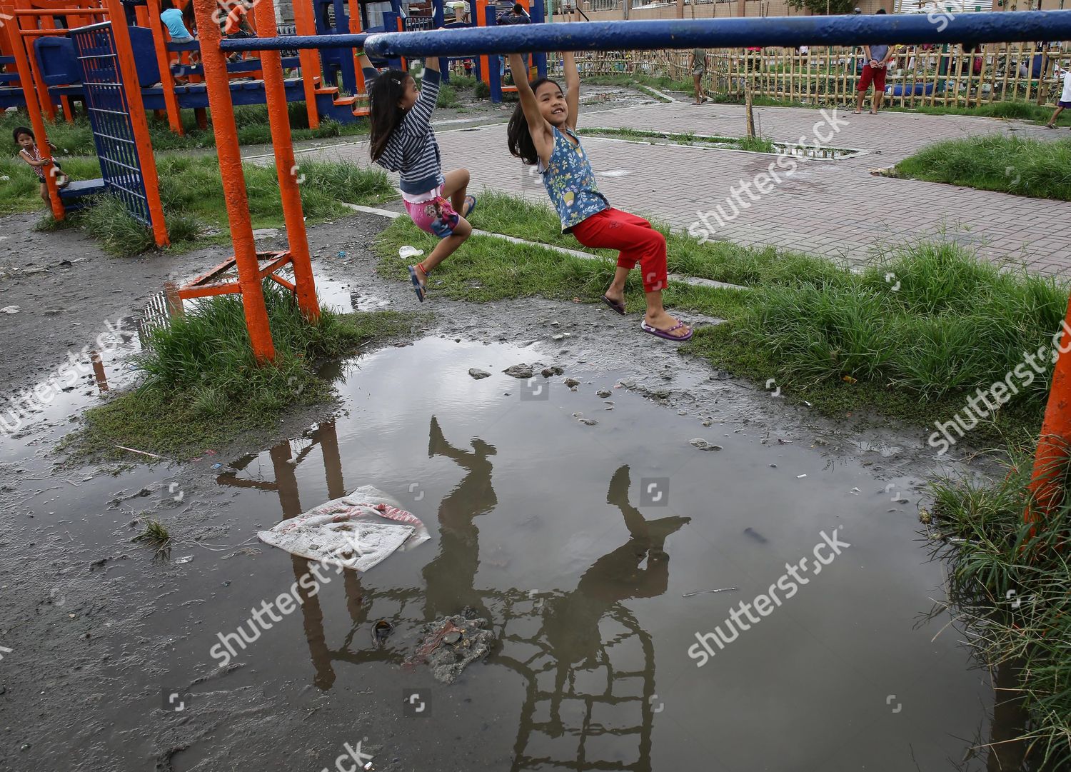 Filipino Children Play Park Slum Area Editorial Stock Photo - Stock ...