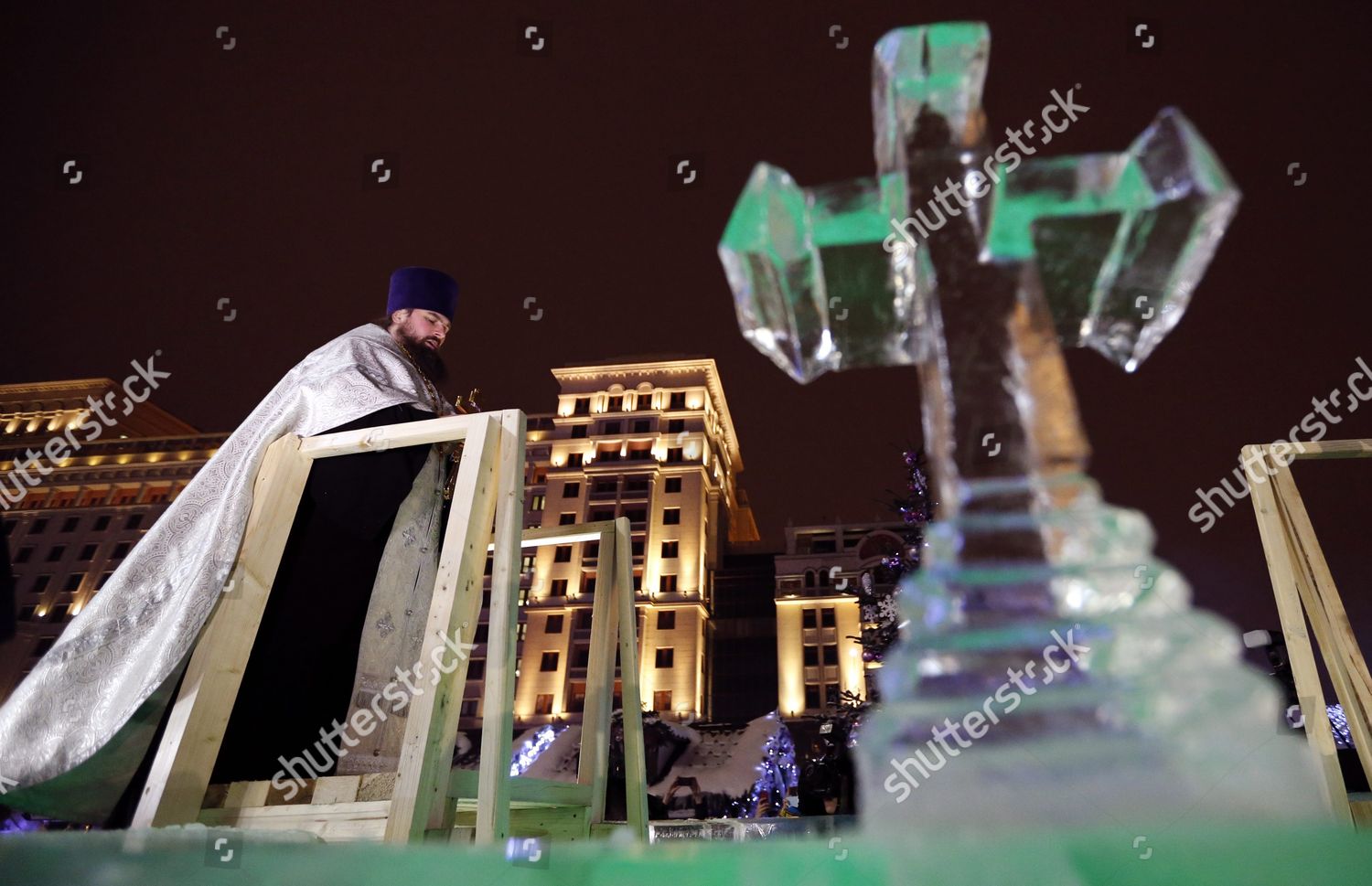 Russian Orthodox Priest Consecrates Ice Water Editorial Stock Photo ...
