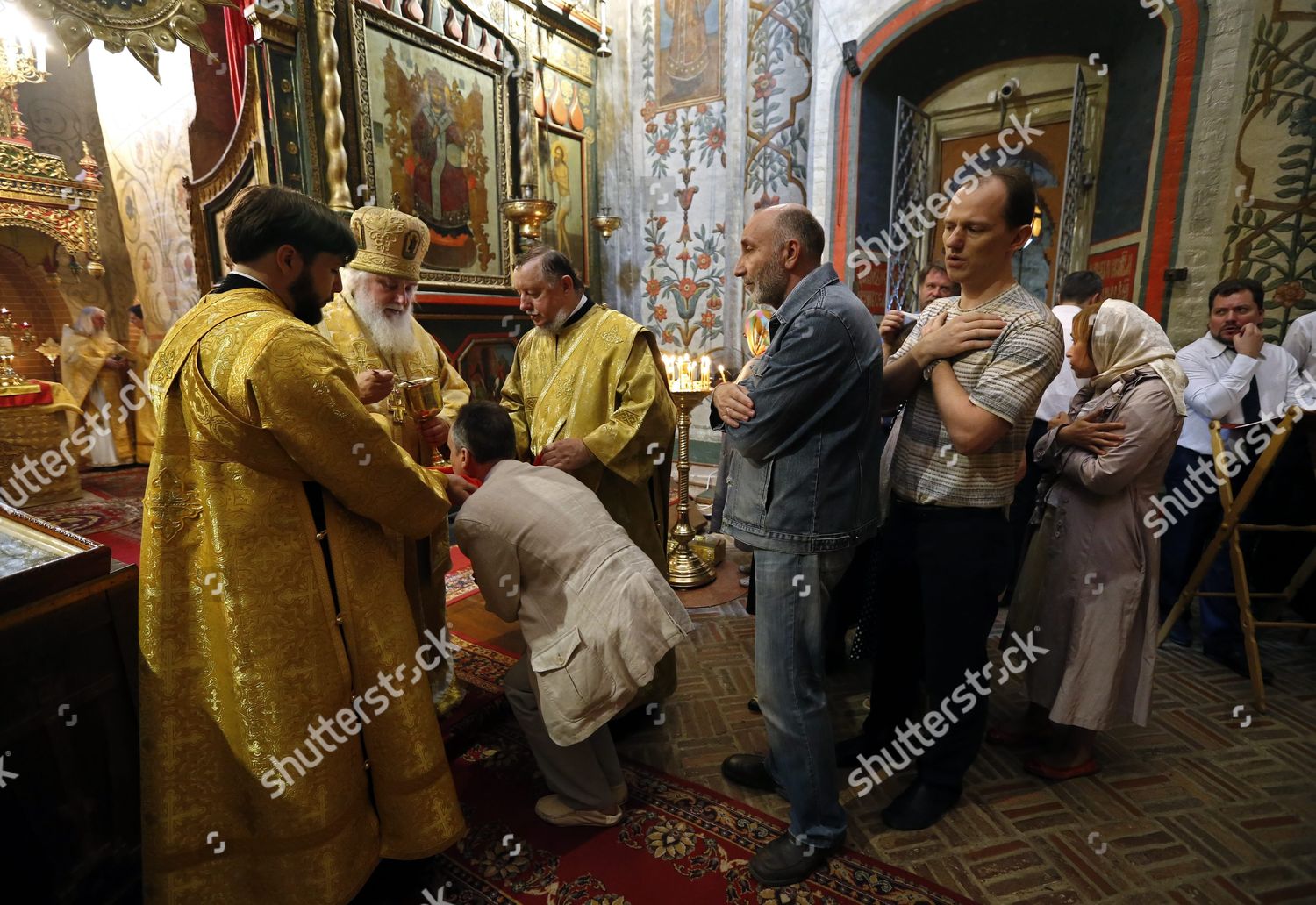 Orthodox Believers Receive Communion After Service Editorial Stock ...