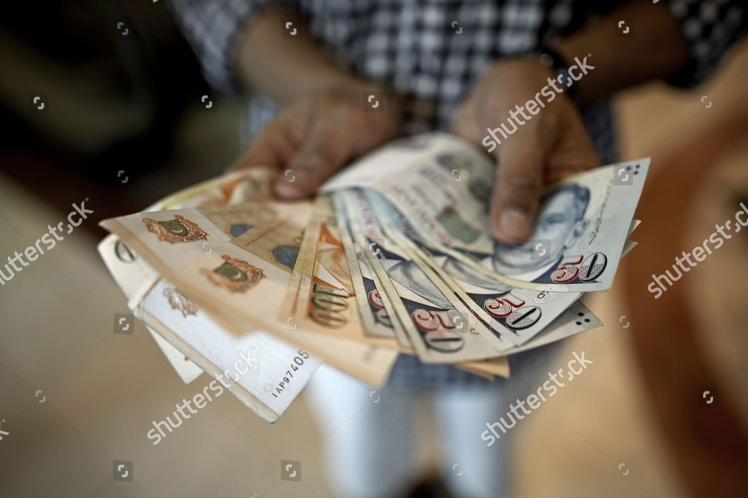 Customer Queuing Moneychanger Displays Singapore Dollar Editorial Stock ...