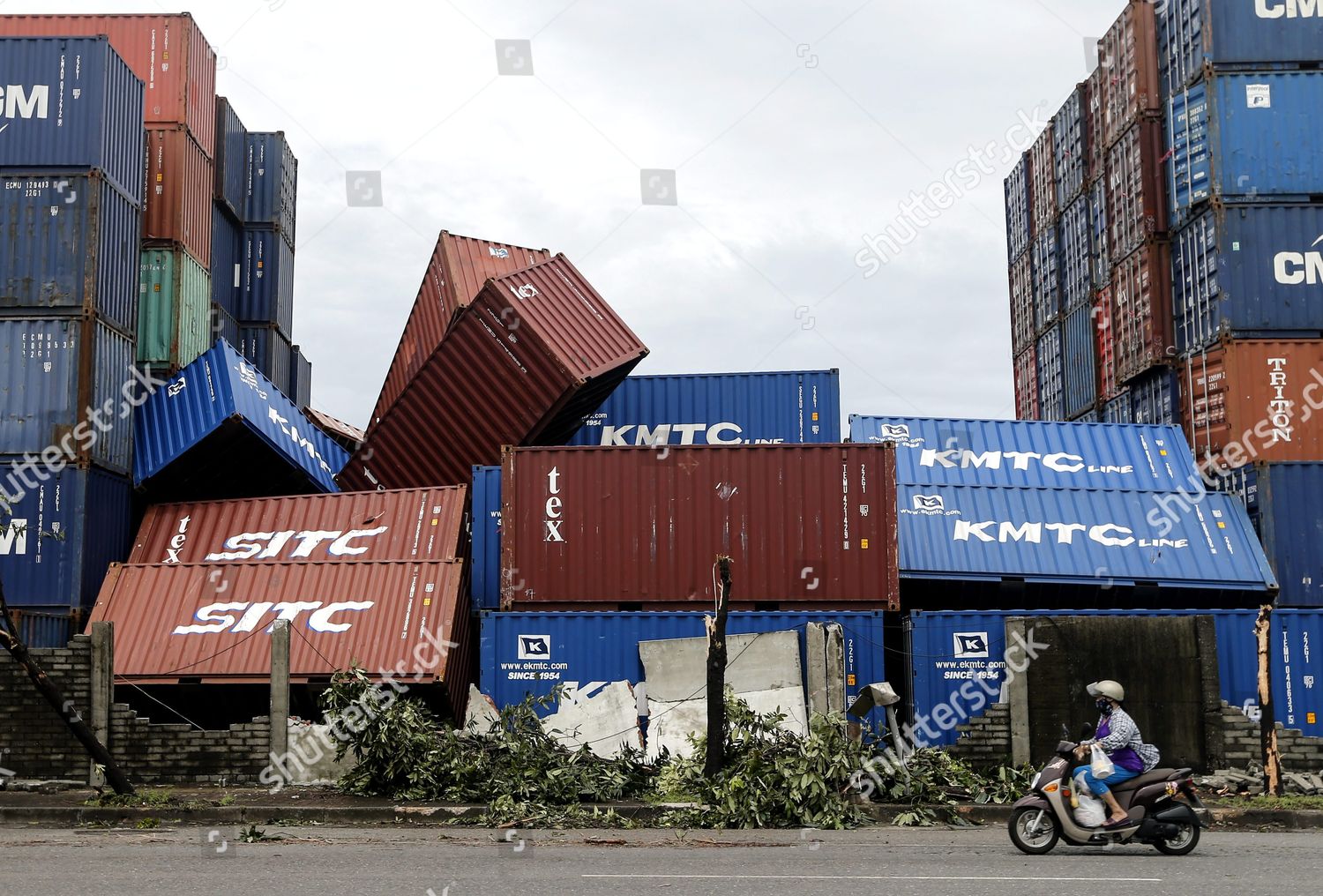 Fallen Cargo Containers Caused By Super Editorial Stock Photo - Stock ...