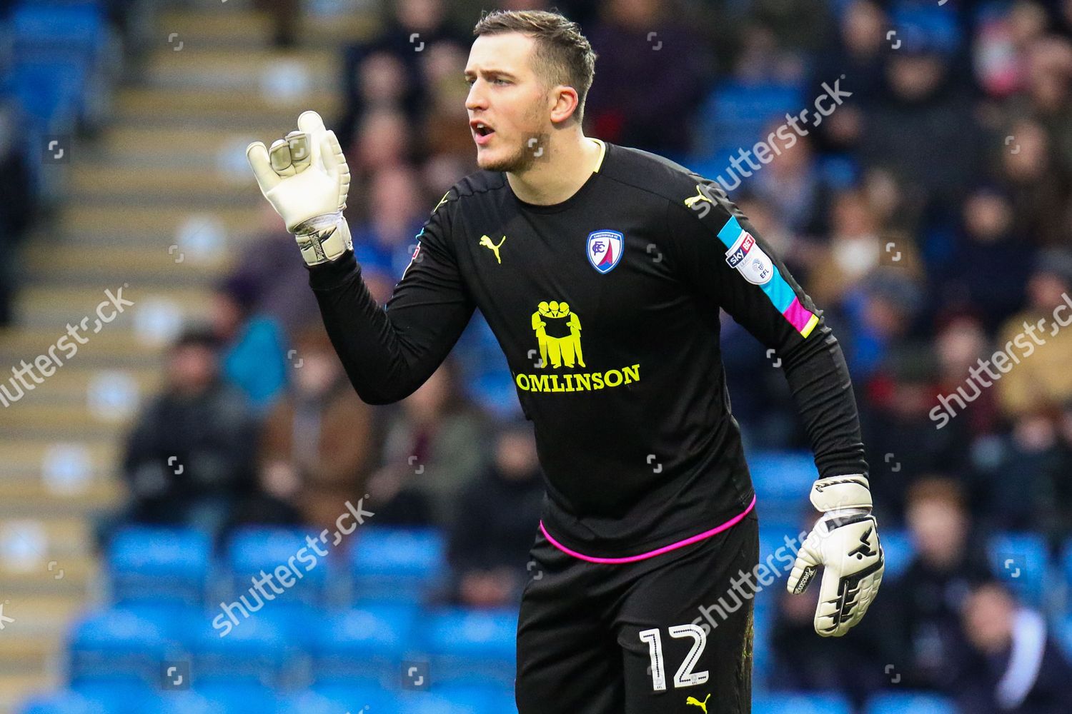 Chesterfield Goalkeeper Ryan Fulton Issues Instruction Editorial Stock ...