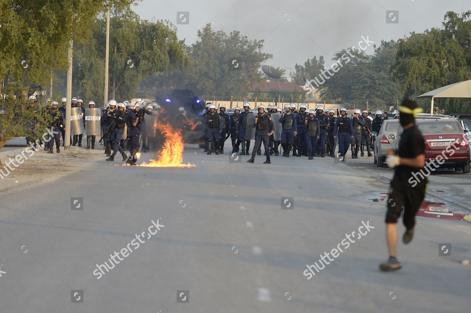 Riot Police Attempt Escape Molotov Cocktails Editorial Stock Photo ...