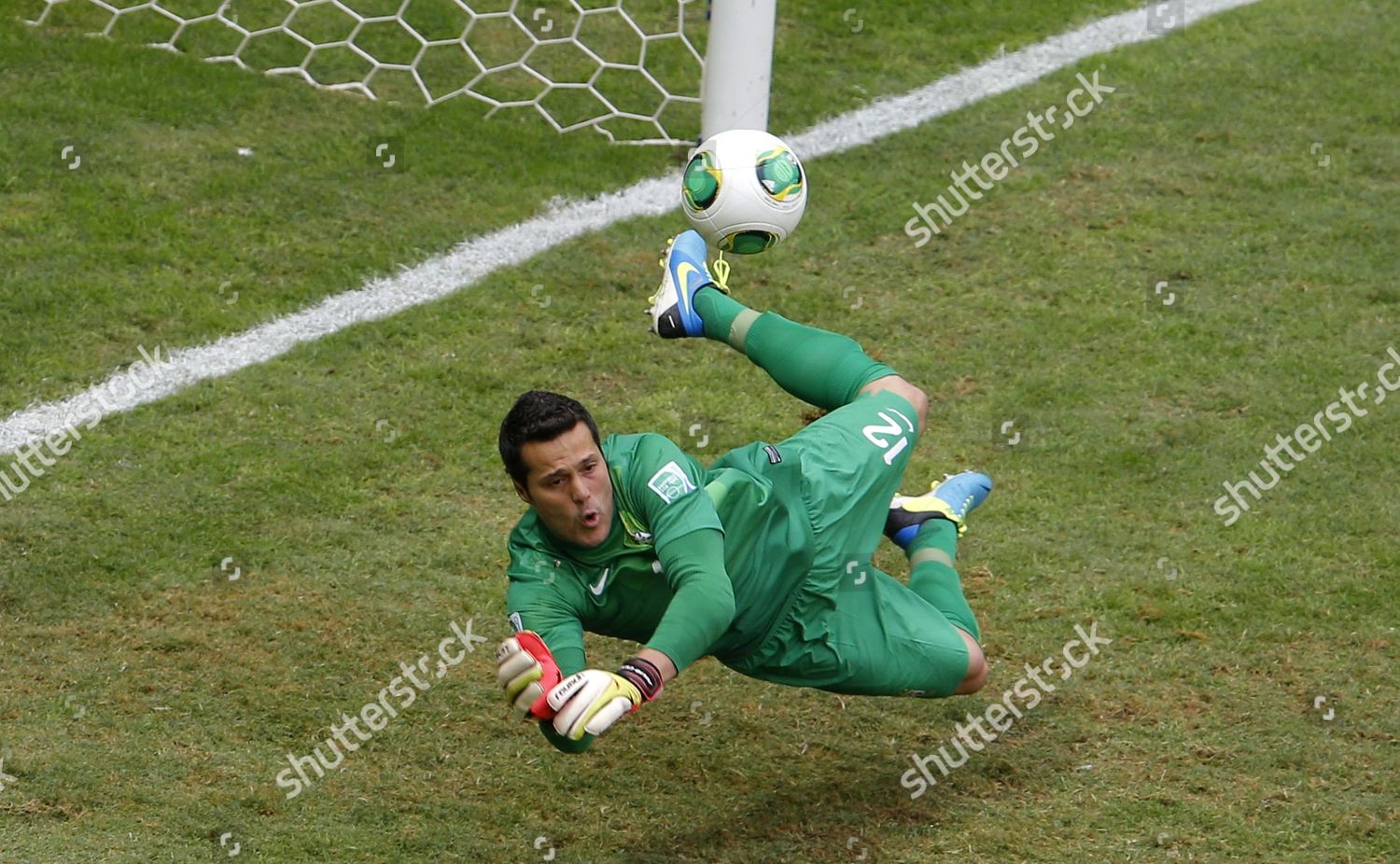 Julio Cesar Goalkeeper Brazil Action During Editorial Stock Photo ...