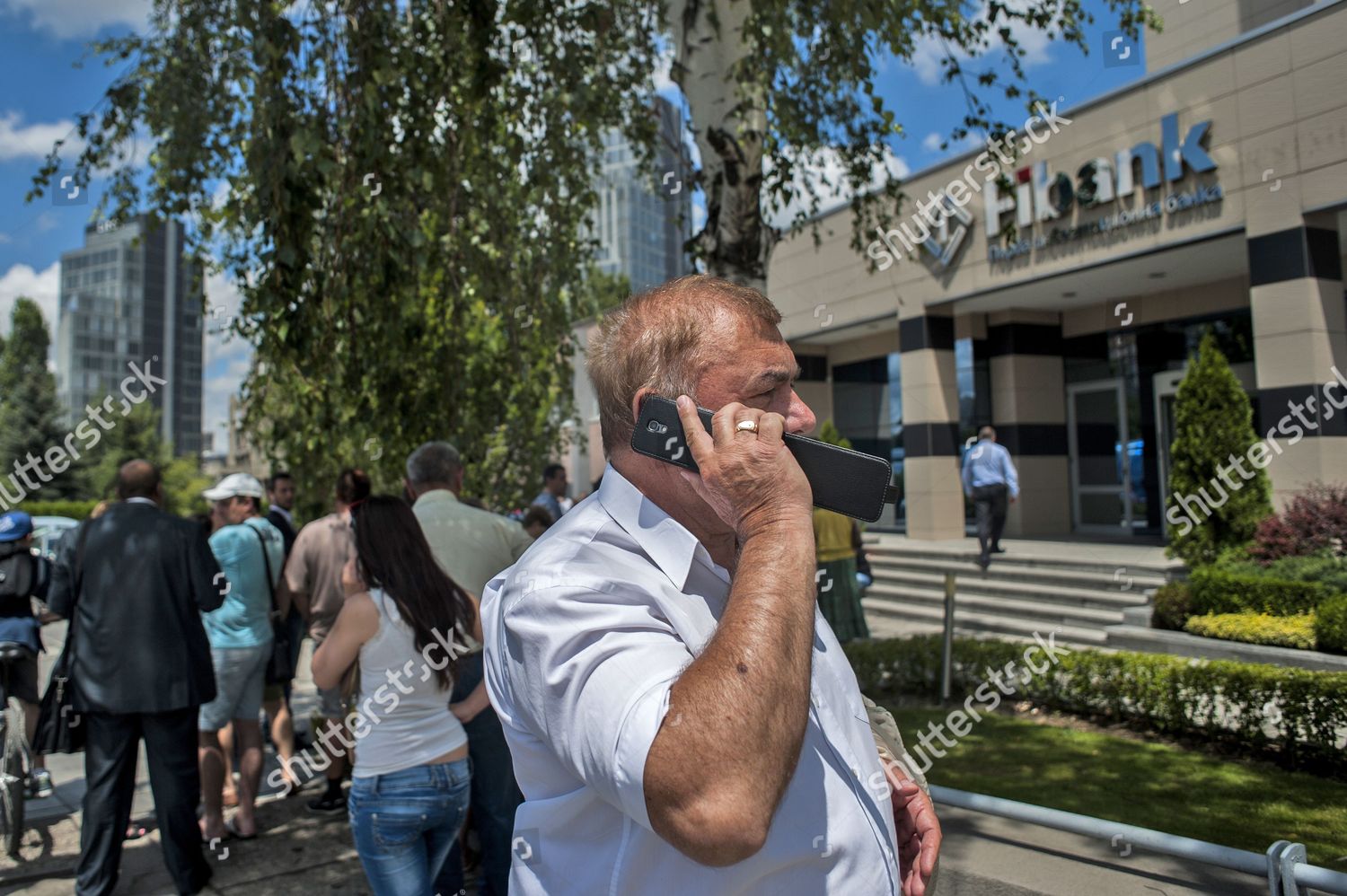 Man Speaks On Phone While Queueing Editorial Stock Photo - Stock Image ...