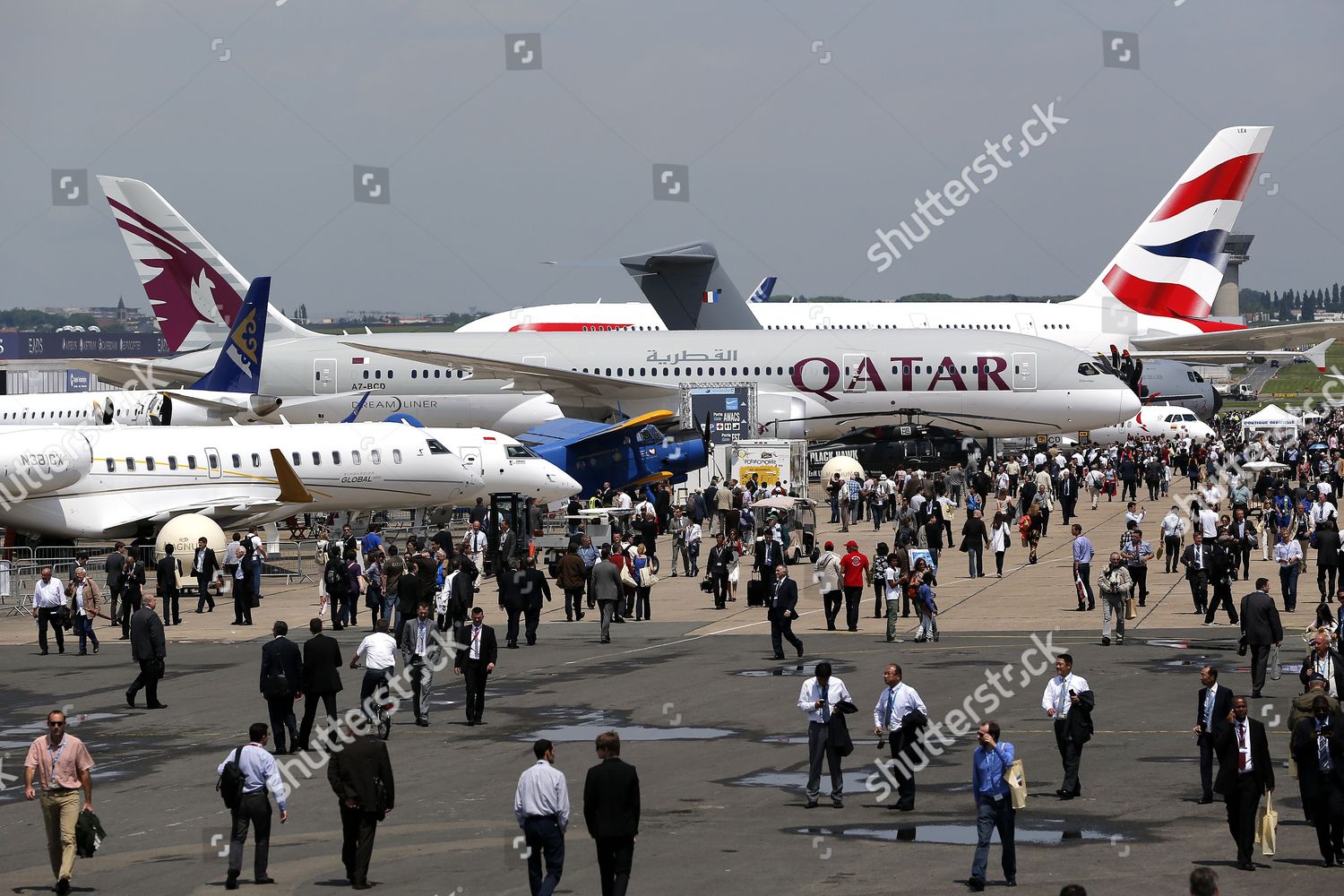 Visitors Walk On Airfield Looking Airplanes Editorial Stock Photo ...
