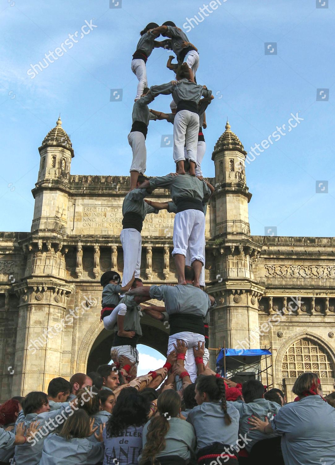 Castellers Spain Build Human Pyramids Front Editorial Stock Photo ...