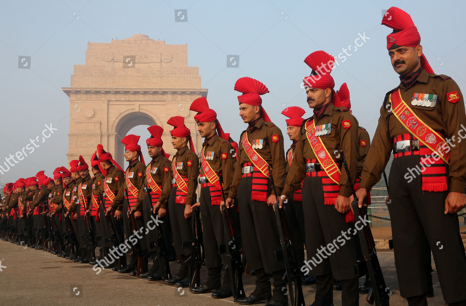 Indian Defense Personnel Stand Line During Editorial Stock Photo ...