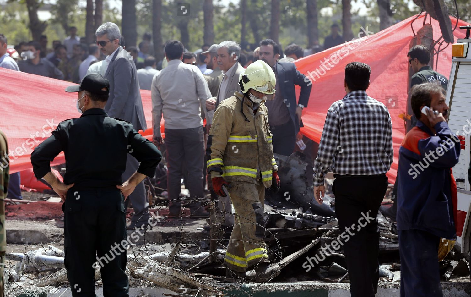 Iranian Firefighter Walks Crash Site Passenger Editorial Stock Photo ...