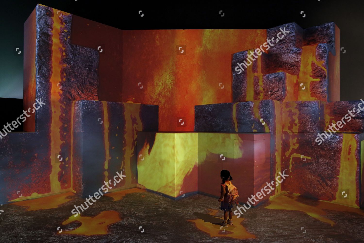 Girl Looks Blocks Images Volcano Projected Editorial Stock Photo ...