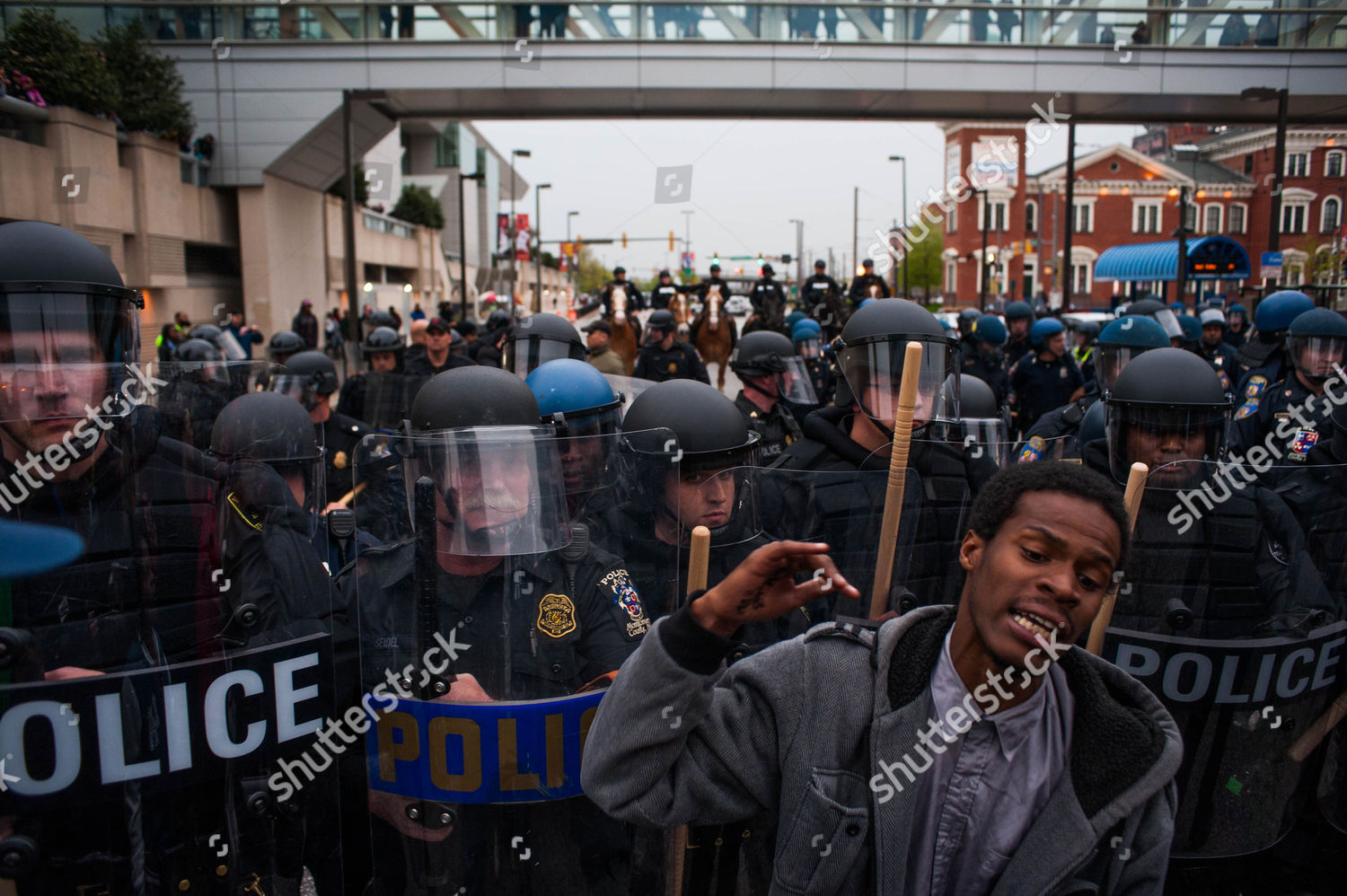Protestor Reacts He Stands Front Police Editorial Stock Photo - Stock ...