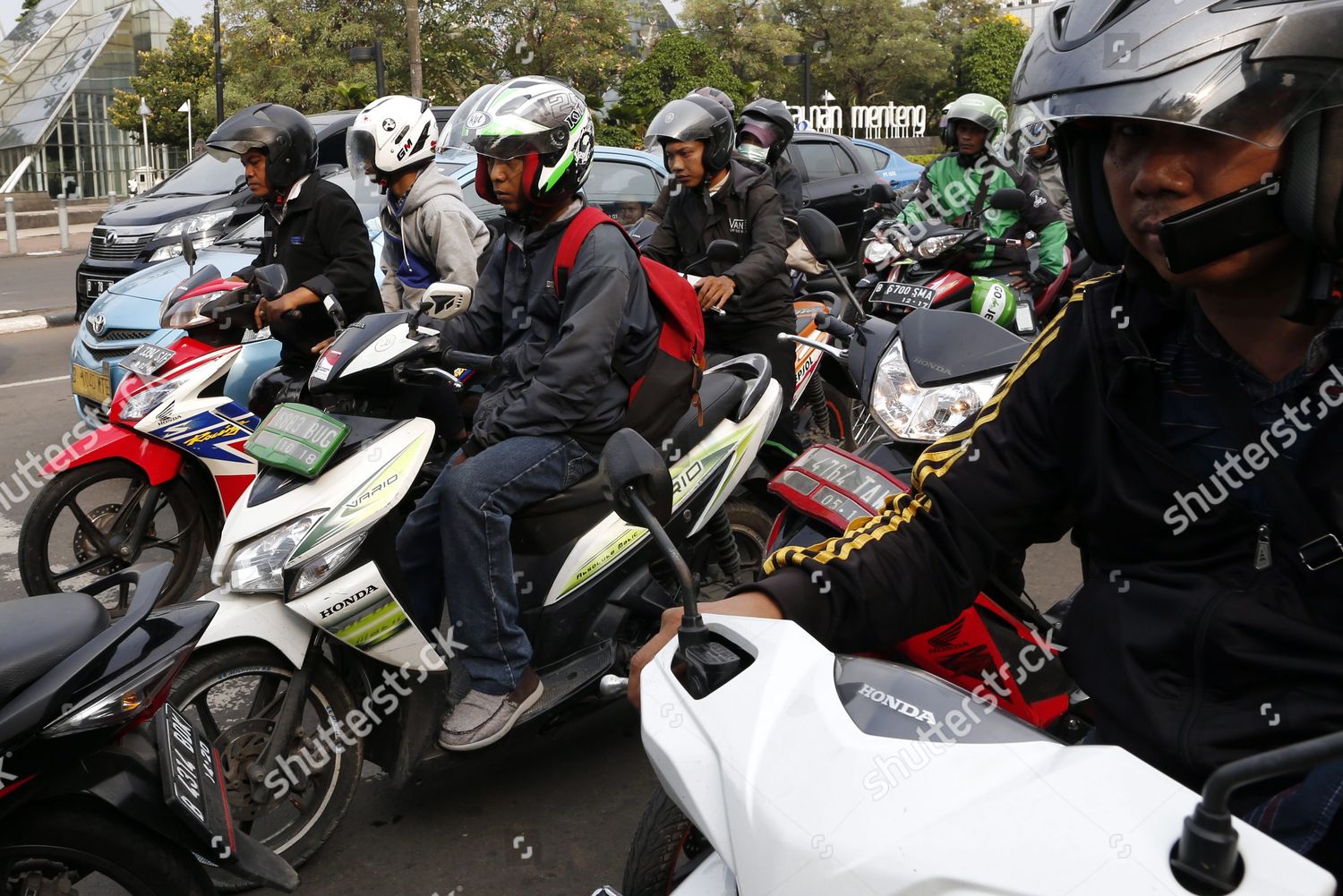 Indonesian Motorbikers On Busy Street Jakarta Editorial Stock Photo ...