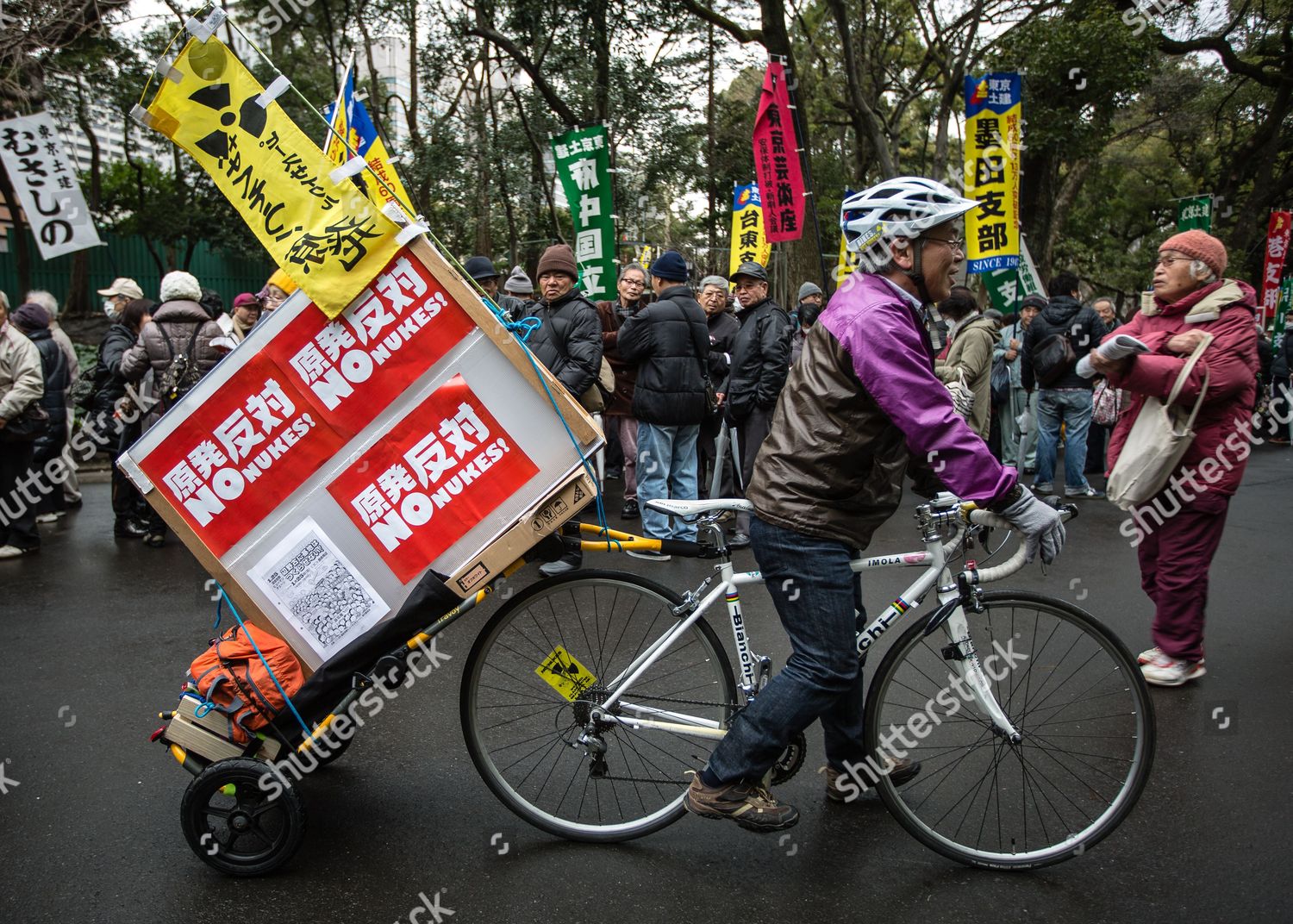 Protester On Bicycle During Antinuclear Rally Editorial Stock Photo ...