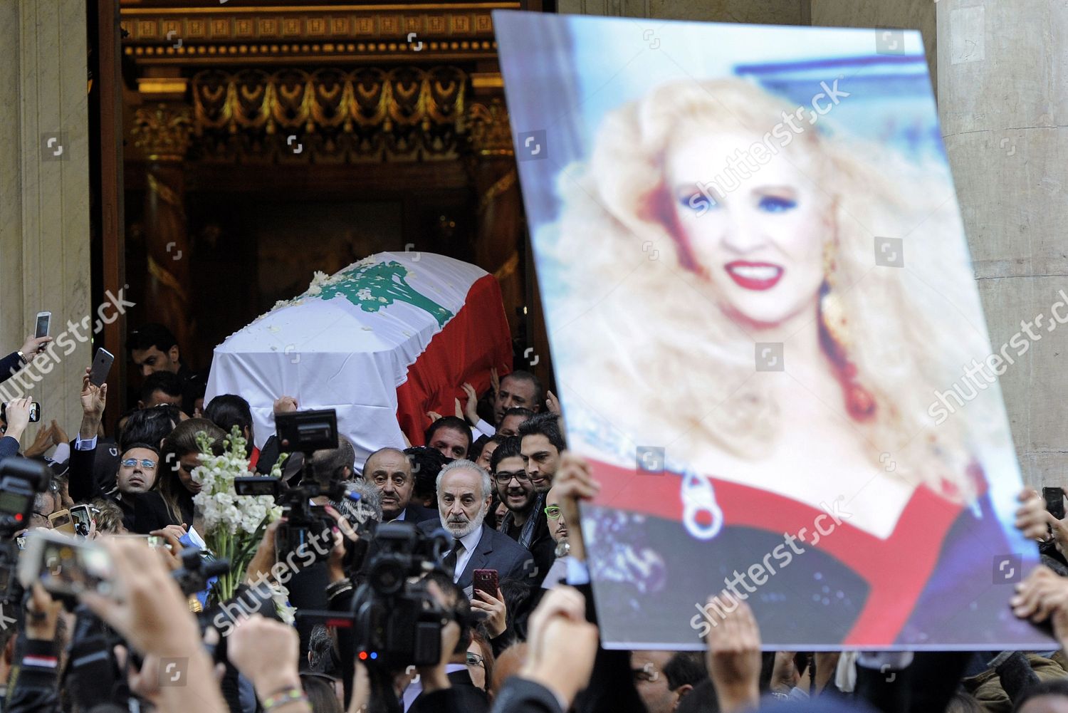 Mourners Relatives Lebanese Singer Sabah Carry Editorial Stock Photo ...