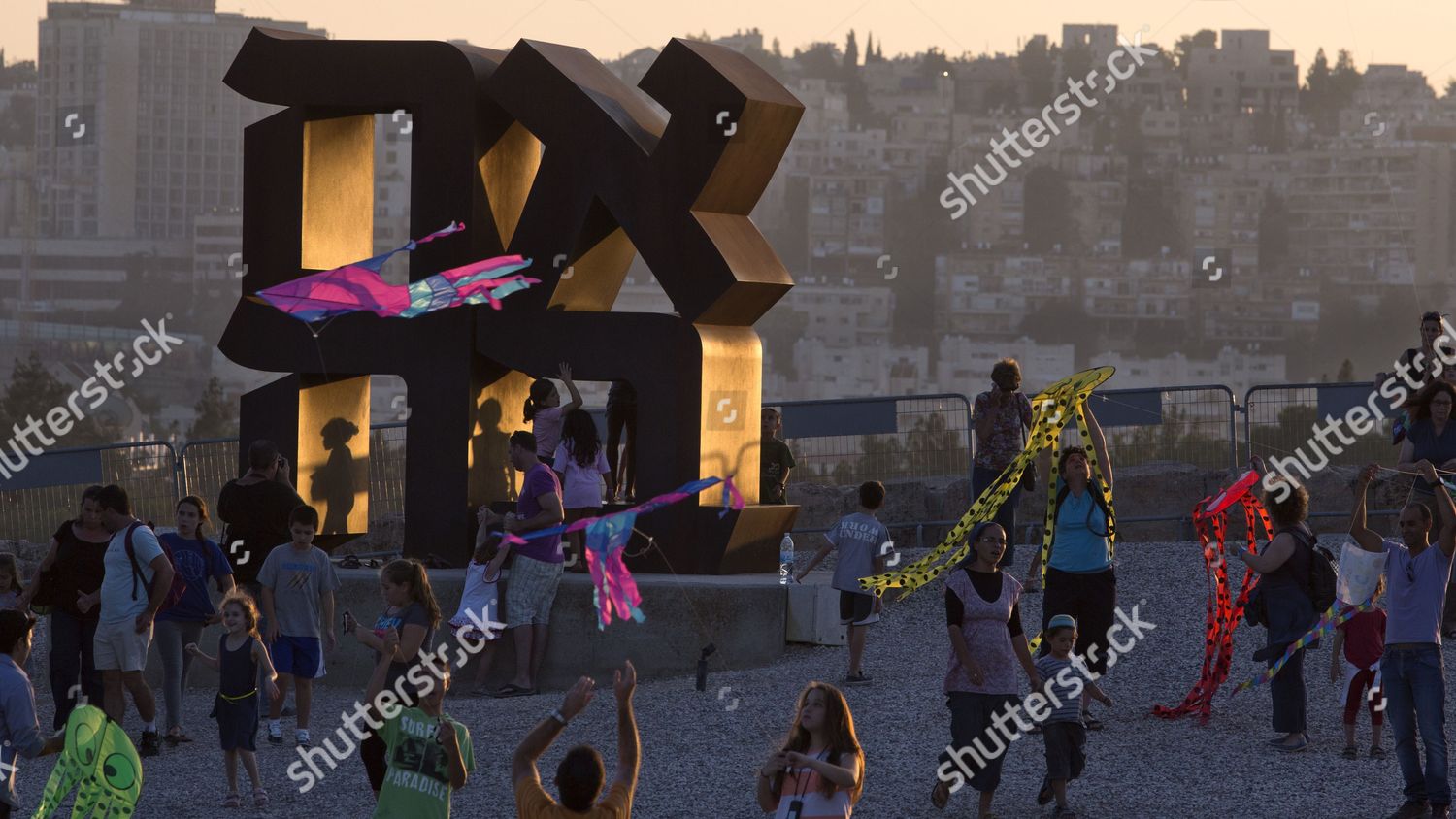 Israelis Launching Flying Kites Front Sculpture Editorial Stock Photo ...