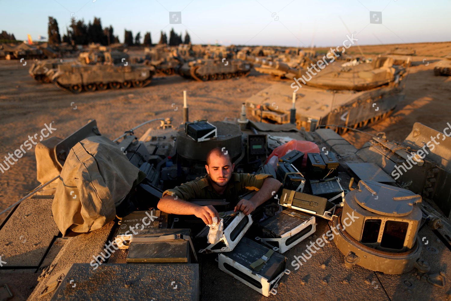 Israeli Soldiers Cleaning Items On Merkava Editorial Stock Photo ...