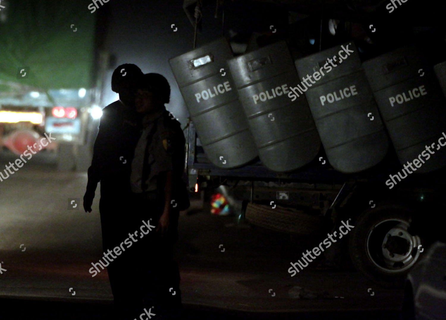 Myanmar Riot Police Officers On Patrol Editorial Stock Photo - Stock ...