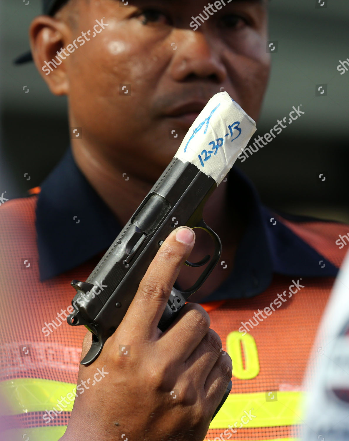 Filipino Security Officer Holds His Weapon Editorial Stock Photo ...