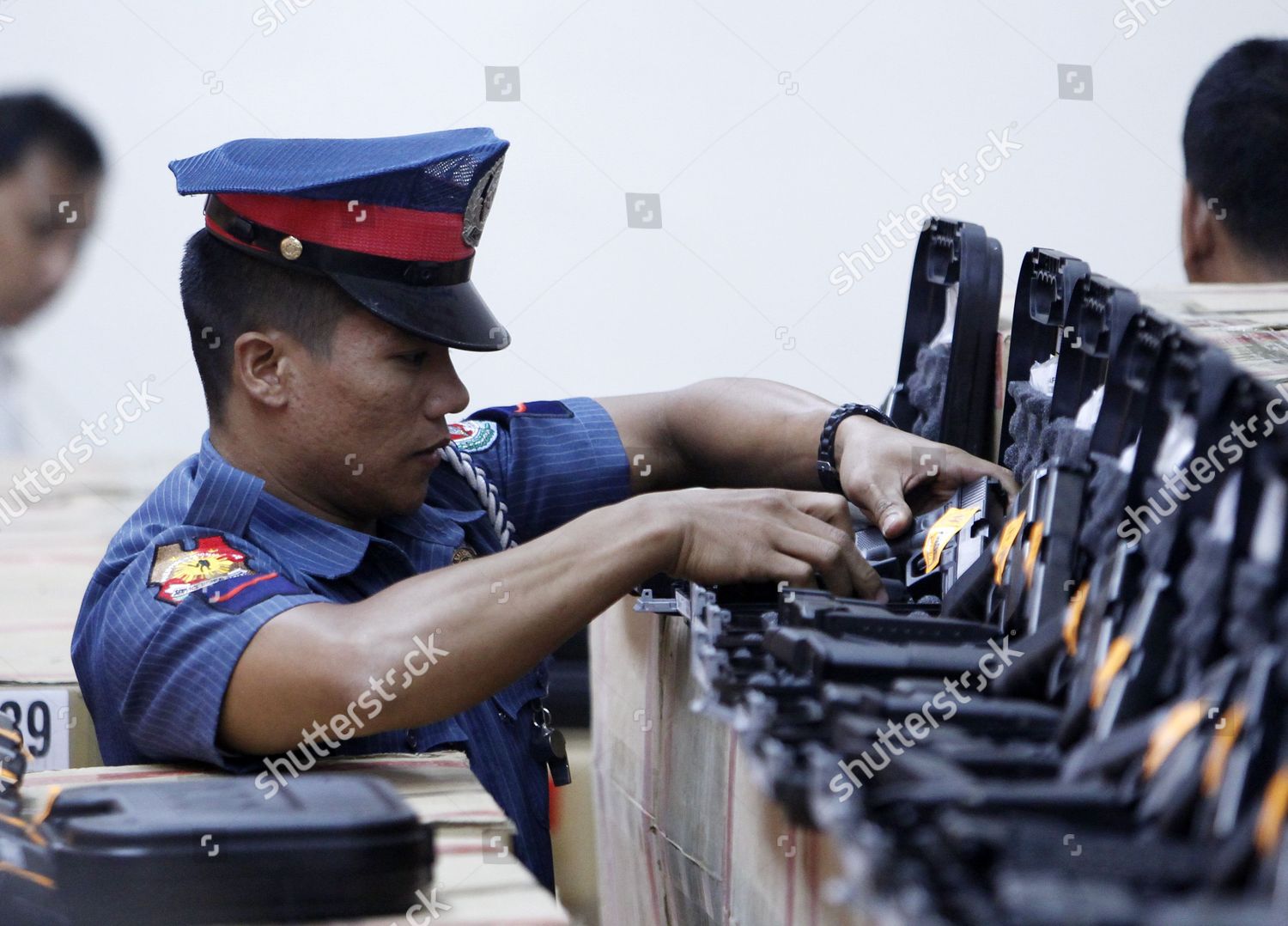 Filipino Policeman Holds Brand New Pistol Editorial Stock Photo - Stock ...